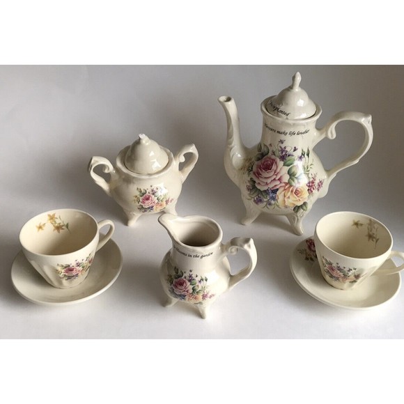 Dining | New Vintage Floral Tea Set Garden Theme Flowers Make Life ...